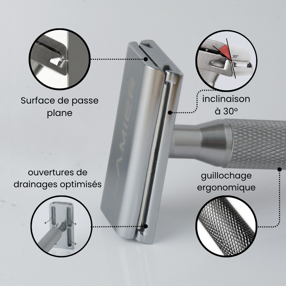 Rasoir de sûreté 30° peau sensible – Lamier ALZ-PREMIUM